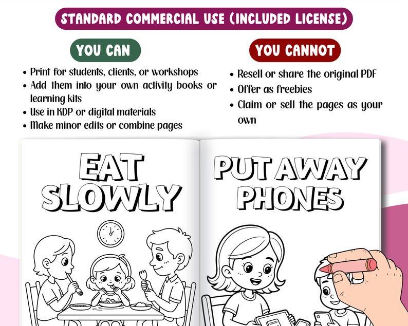 Table Manners Coloring Pages | Commercial Use | 28-page PDF | Fun ...
