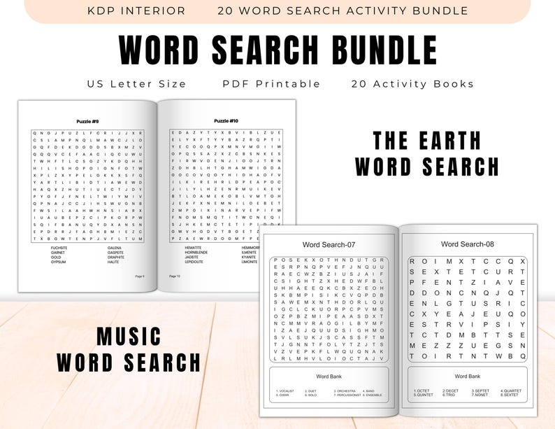 Word Search 2000+ Pages Bundle Printable Puzzle Game With Solution for ...