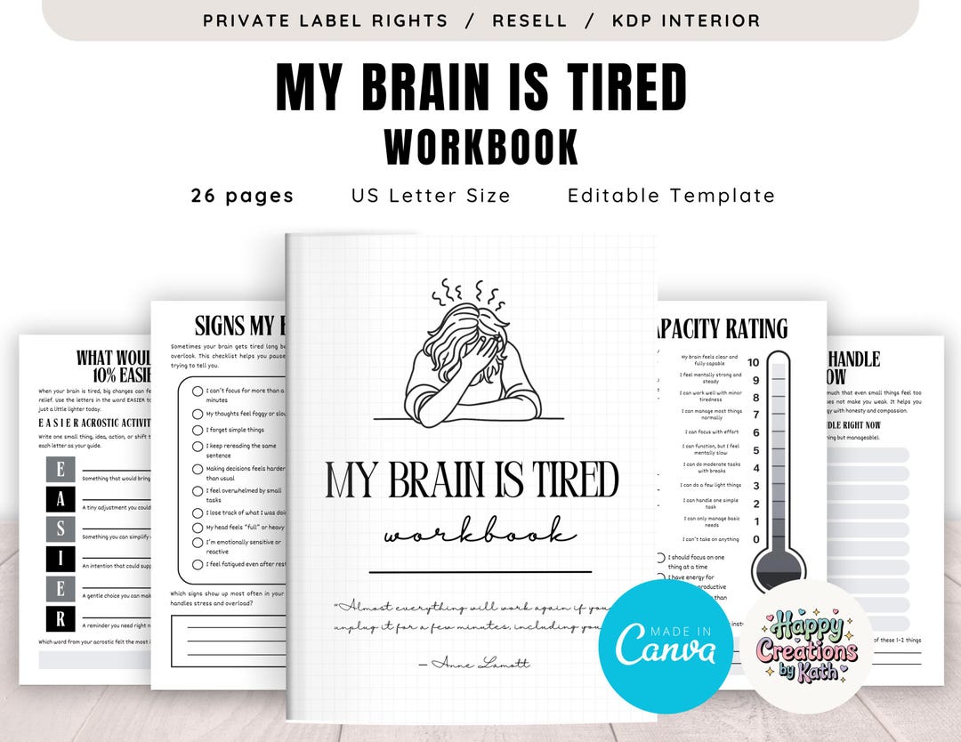 PLR / Resell My Brain is Tired Workbook for Commercial Use, Printable ...