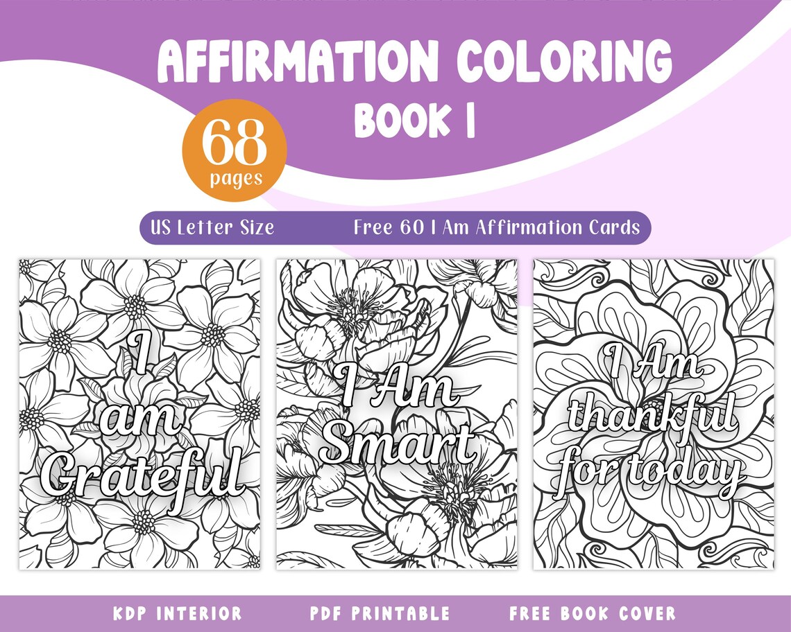 Affirmation Coloring Bundle | Printable for KDP Interior and Personal ...