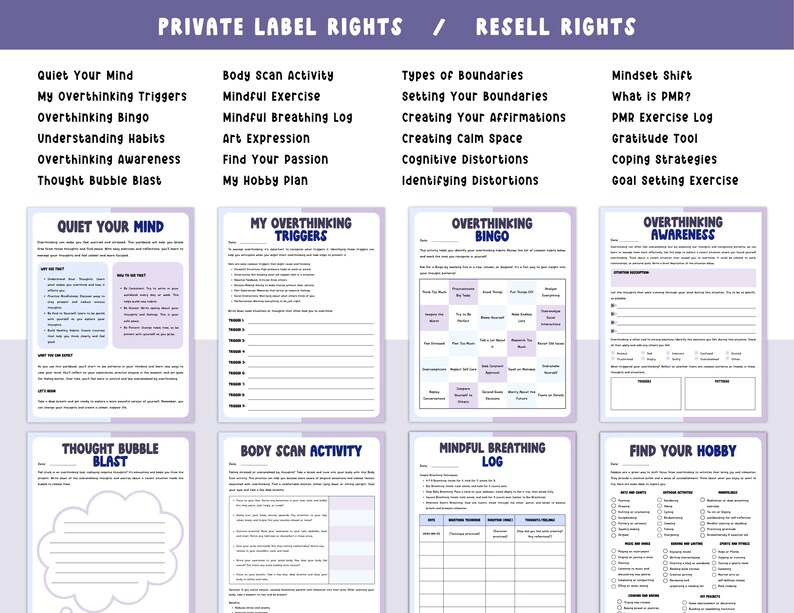 PLR / Resell Stop Overthinking Workbook, Printable and Editable ...