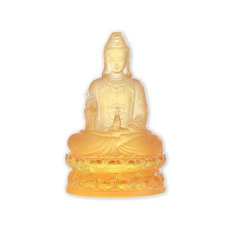 Amber Liuli Guanyin Buddha Statue: Vase-holding Avalokitesvara on Lotus ...