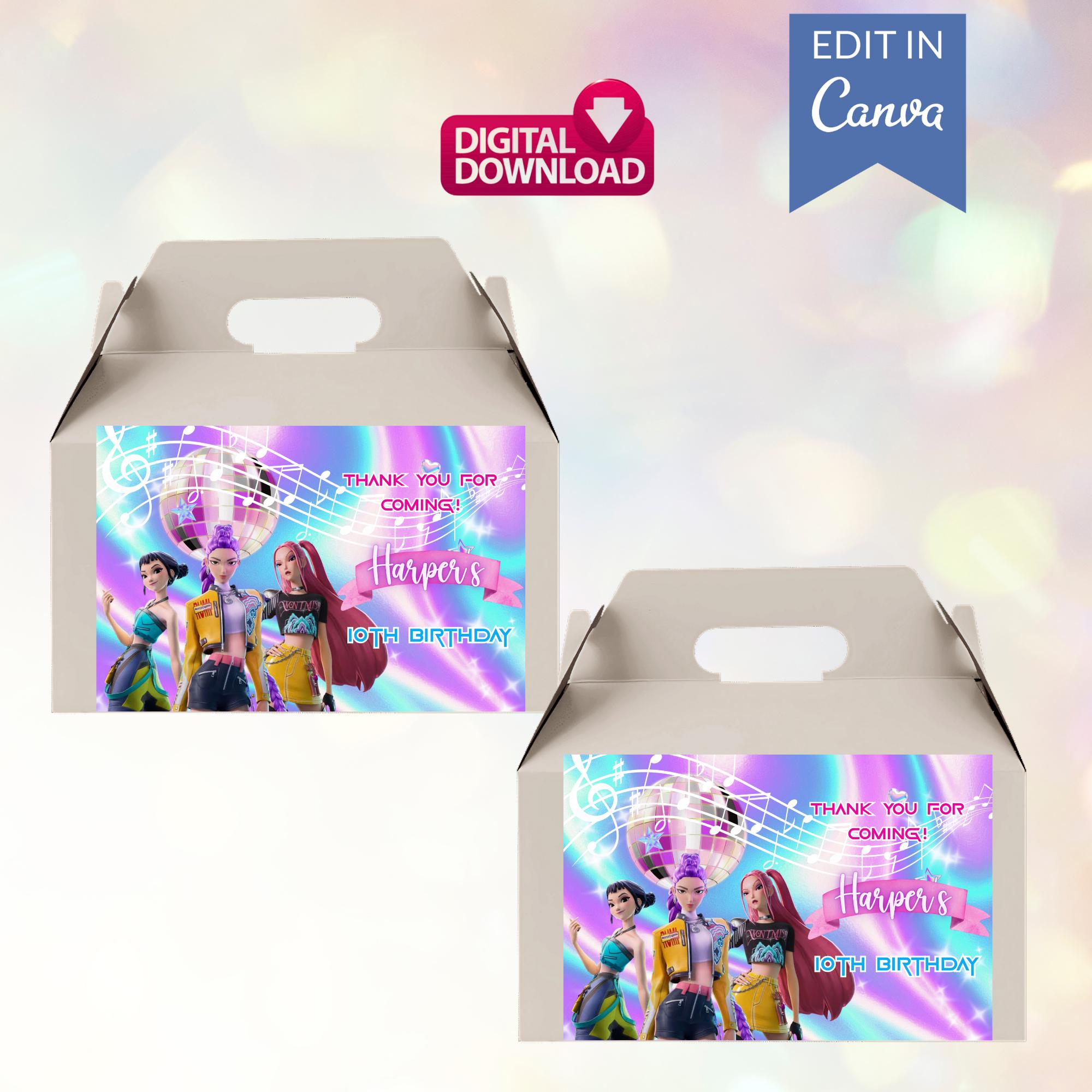 Editable Kpop Demon Hunters Gable Box Label Template, Kpop Treat Box ...