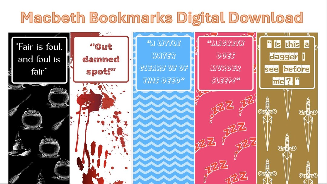 5 Macbeth Bookmarks (digital Download) - Etsy