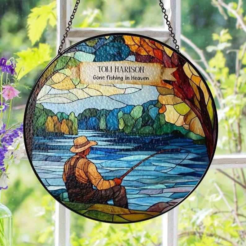 Fishing Memorial Suncatcher, Memorial Gift for Fisherman, Loss of Dad ...