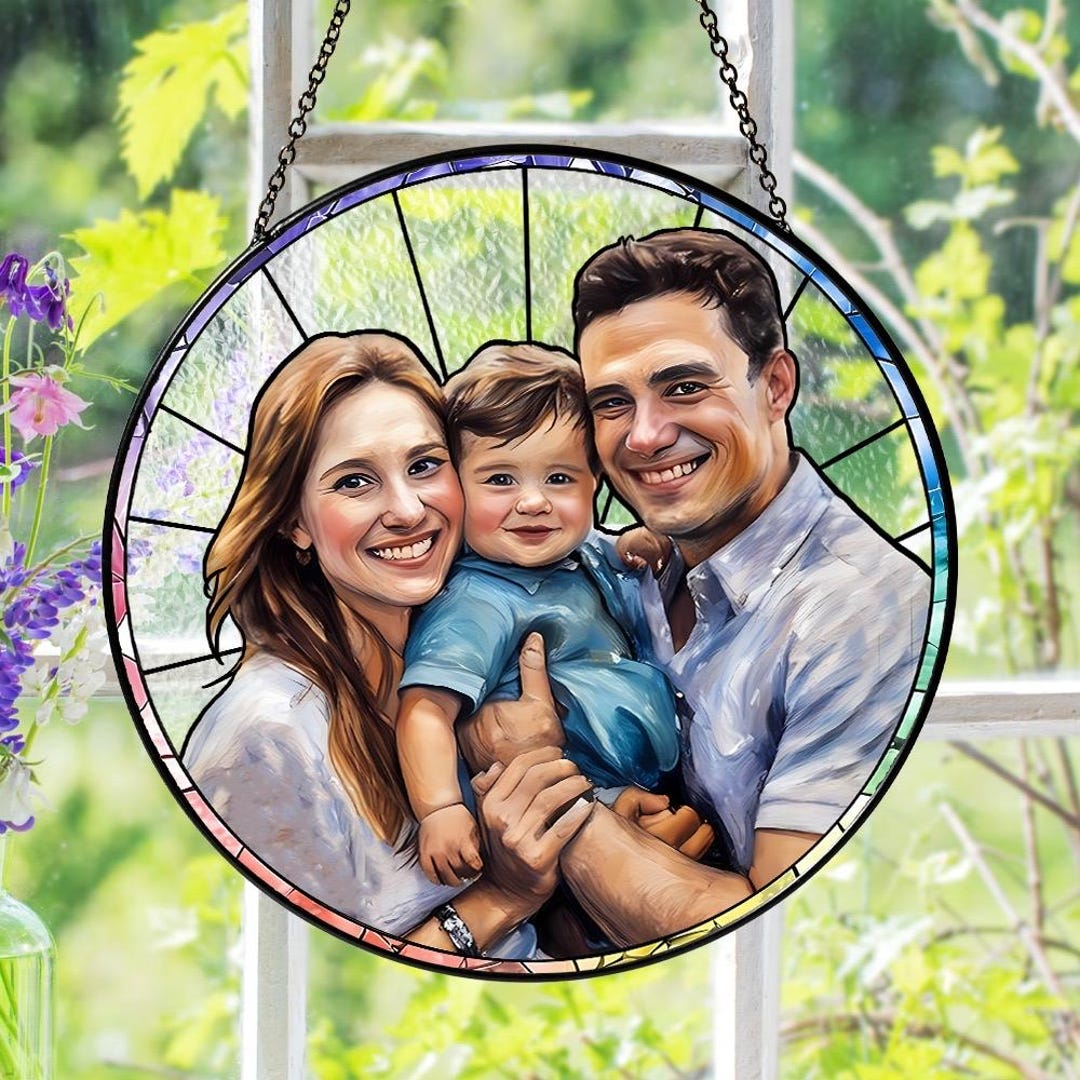 Custom Family Suncatcher, Father’s Day Gift for Dad, Window Hanging ...