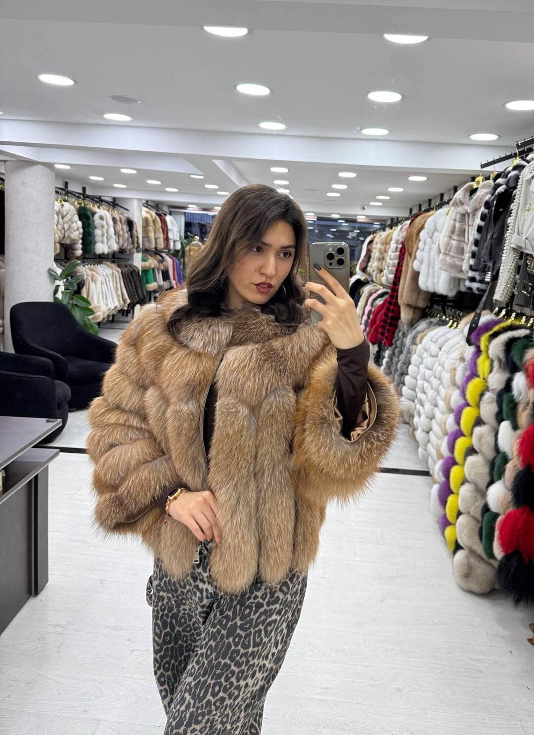 Handmade Caramel Natural Fox Fur Coat Women Luxury Fox Jacket Gift for ...