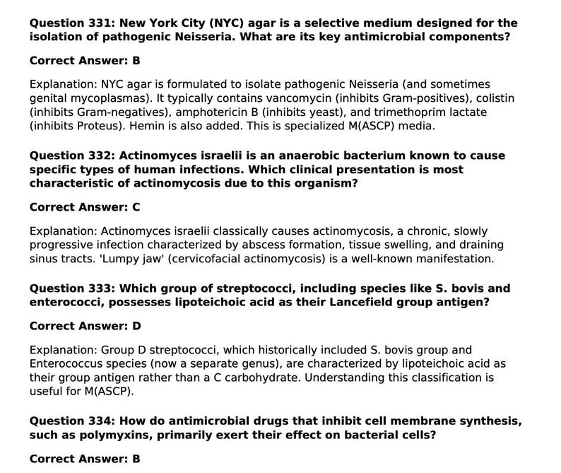 M(ASCP) (microbiology, American Society for Clinical Pathology) Exam ...