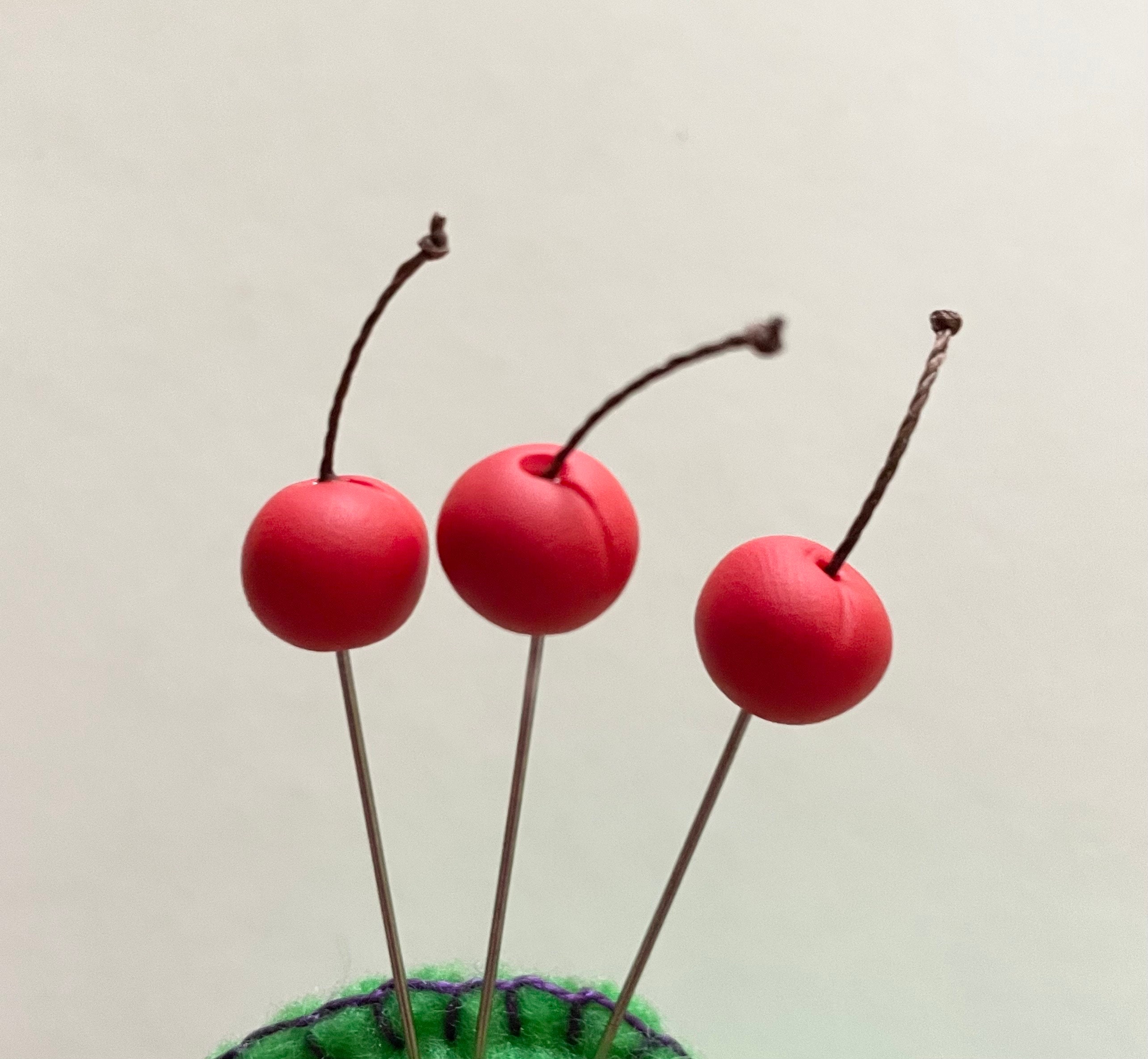 3 Polymer Clay Cherries Decorative Pins - Etsy