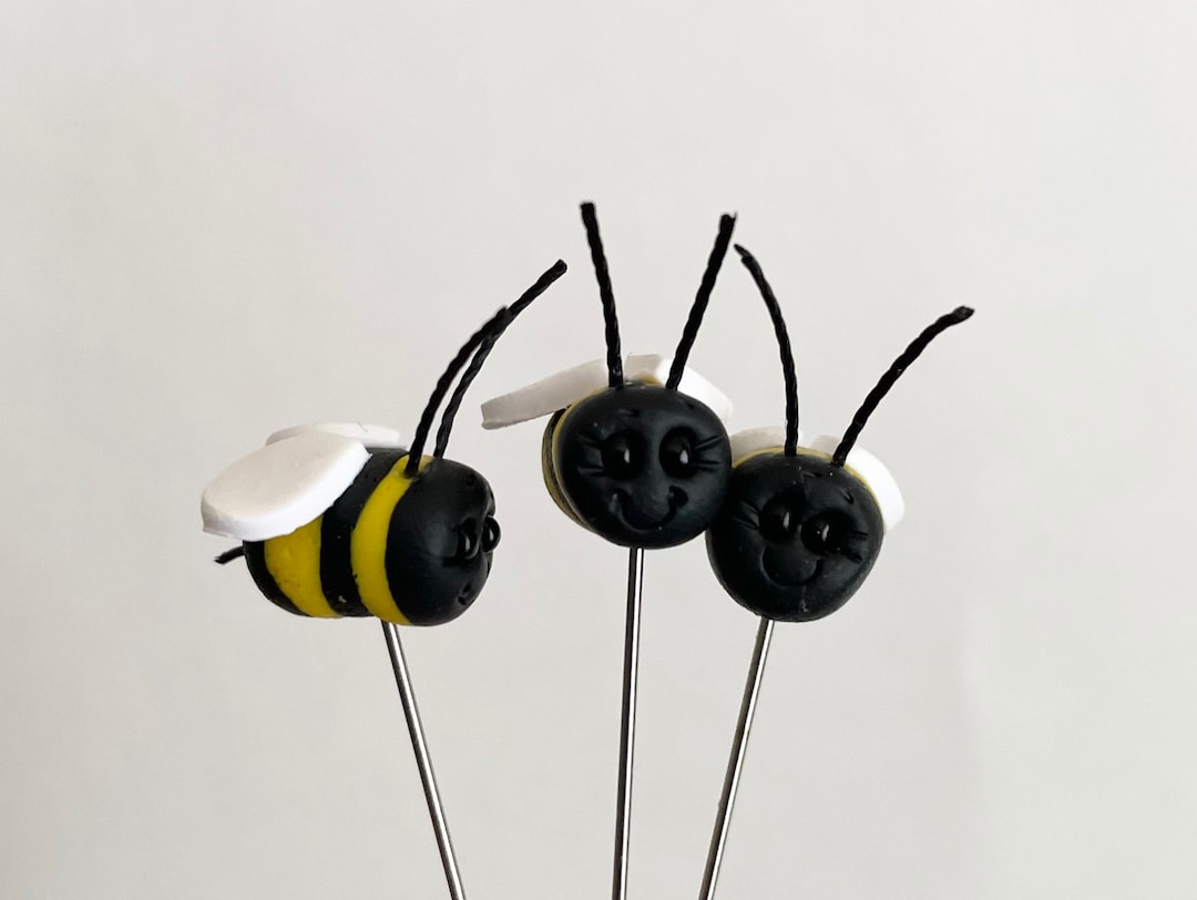 3 Polymer Clay Decorative Bee Pins - Etsy