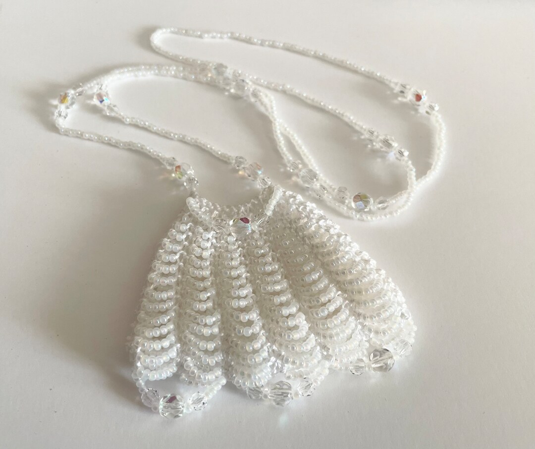 Beaded White Amulet Bag Necklace - Etsy