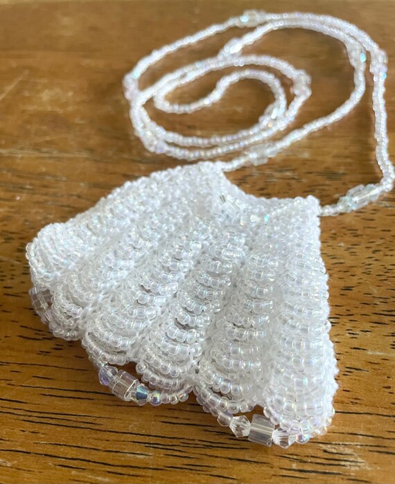 Beaded White Amulet Bag Necklace | Etsy