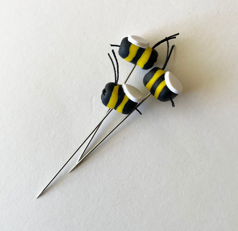 3 Polymer Clay Decorative Bee Pins - Etsy