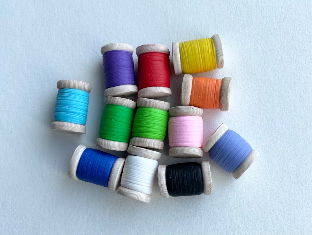12 Polymer Clay Spool Beads - Etsy
