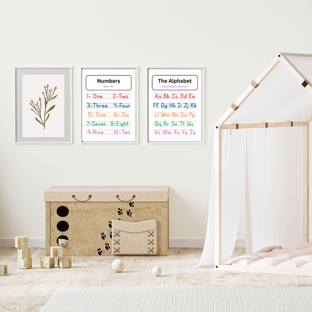 Alphabet Poster, Homeschool Classroom Decor, Number Chart 123, ABC ...