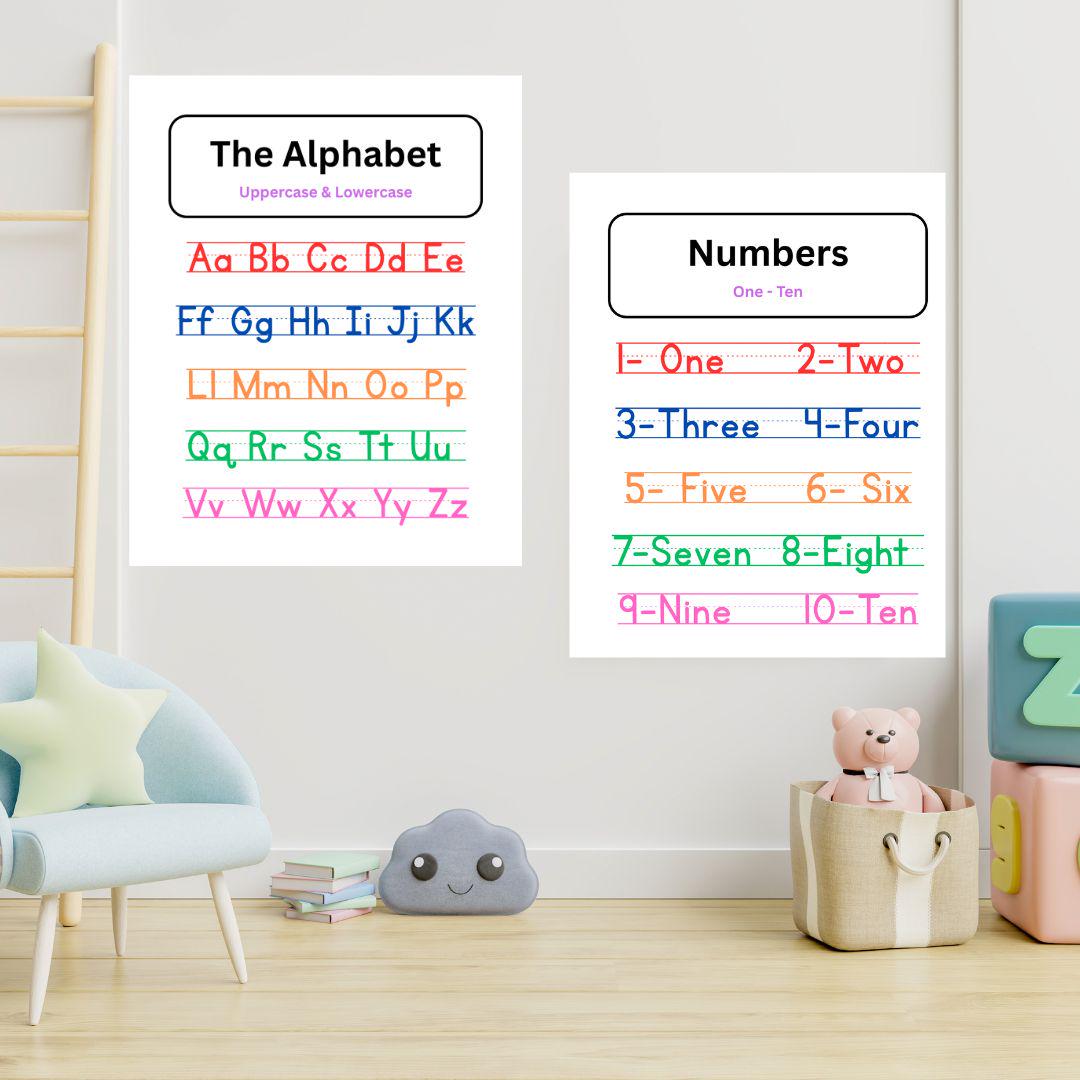 Alphabet Poster, Homeschool Classroom Decor, Number Chart 123, ABC ...