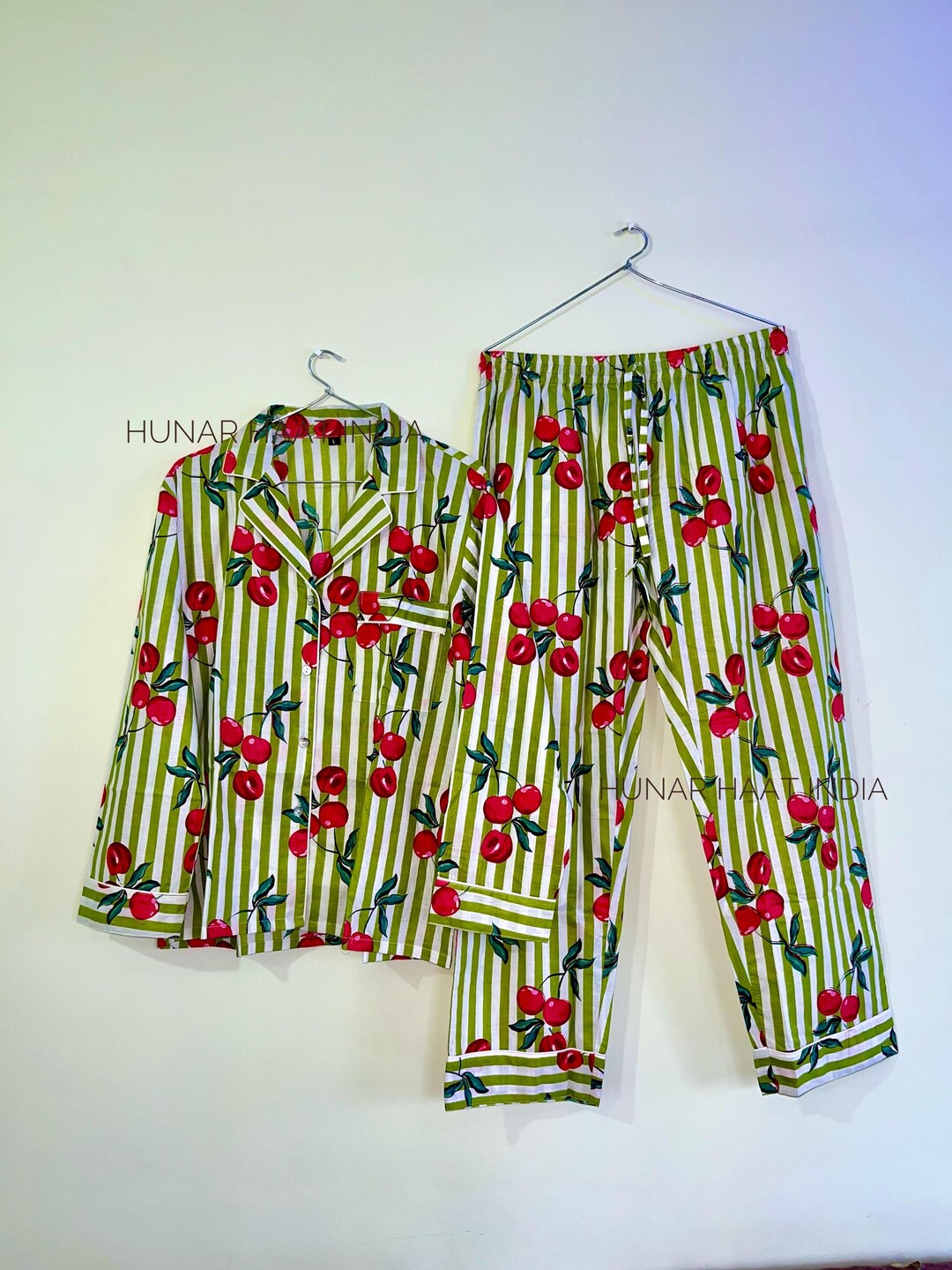 Hand Block Printed Pajama Set: Hand Made Night Suit, Assorted Colors - Etsy