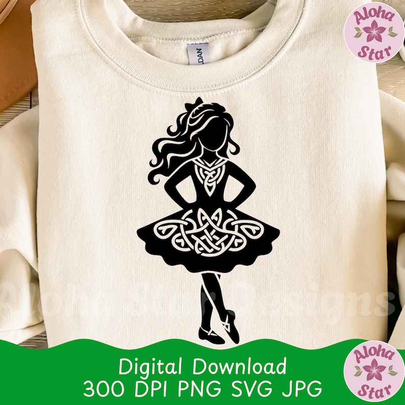 Irish Dancer Silhouette: Celtic Design PNG SVG Clipart - Etsy