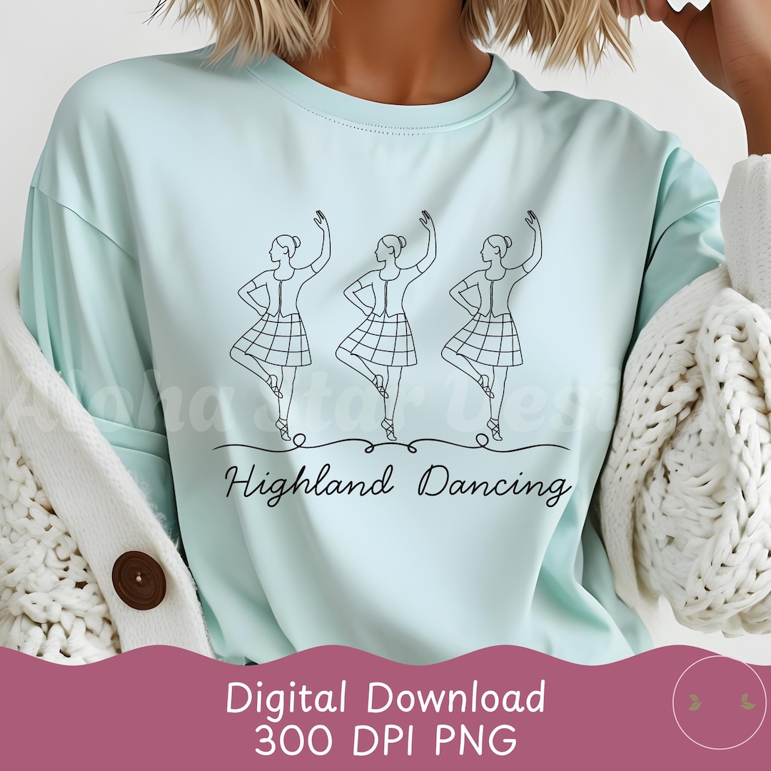 Highland Dancing Line Art PNG SVG JPG, Hand Drawn Scottish Dancers ...