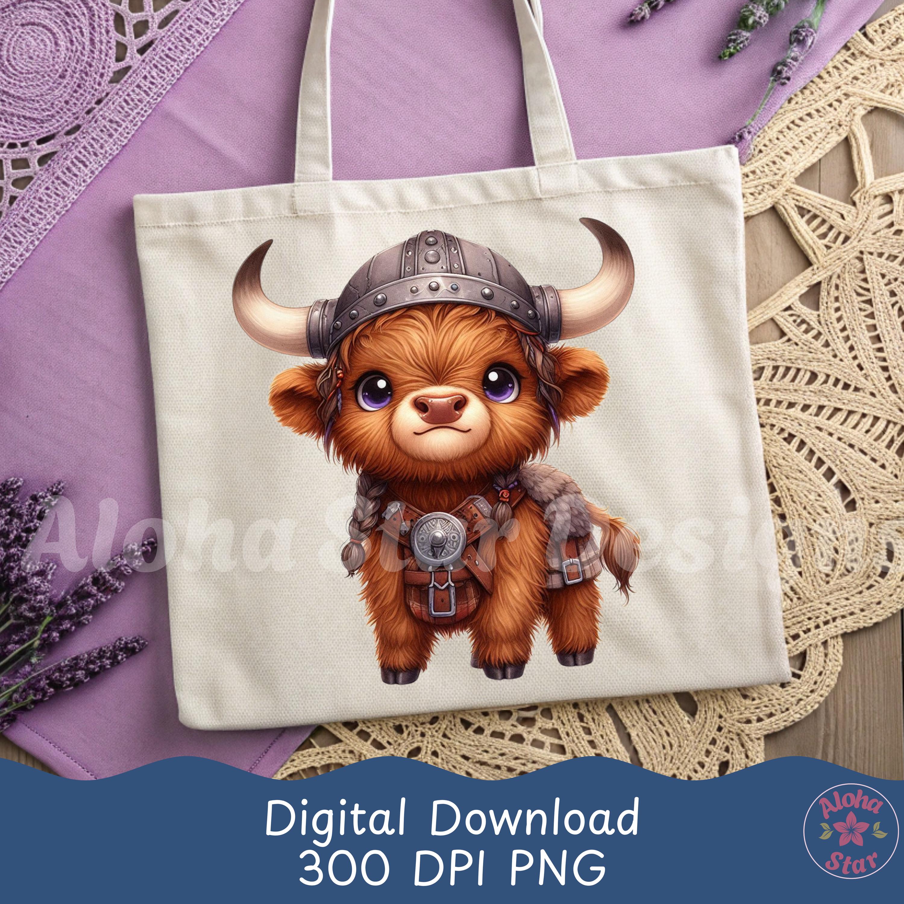 Viking Highland Cow Clipart PNG: Kawaii Cattle Art (digital Download ...