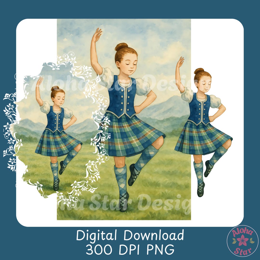 Scottish Highland Dance Watercolour Art: Pngs (digital Download) - Etsy