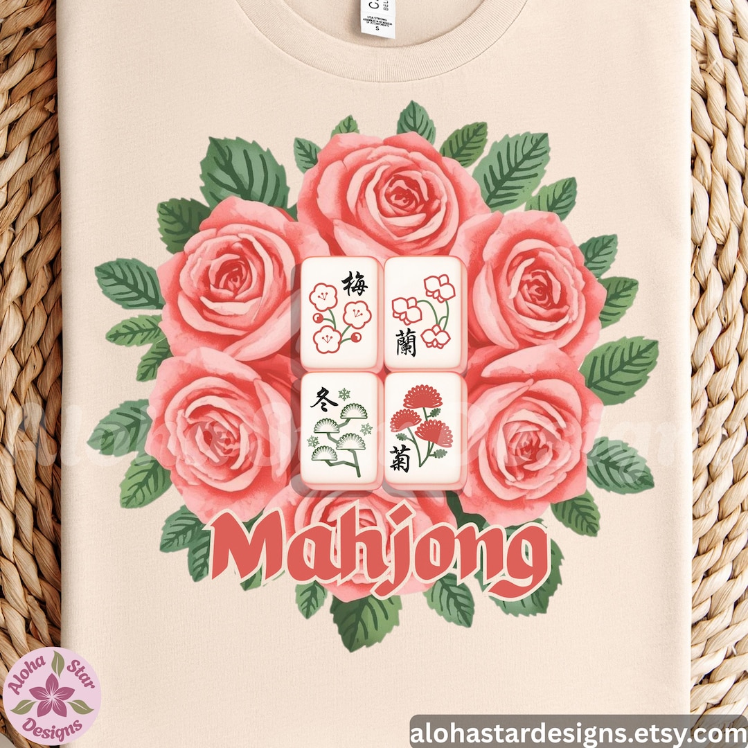 Mahjong Roses Design Set: Watercolor Floral Style With Mahjong Tiles ...