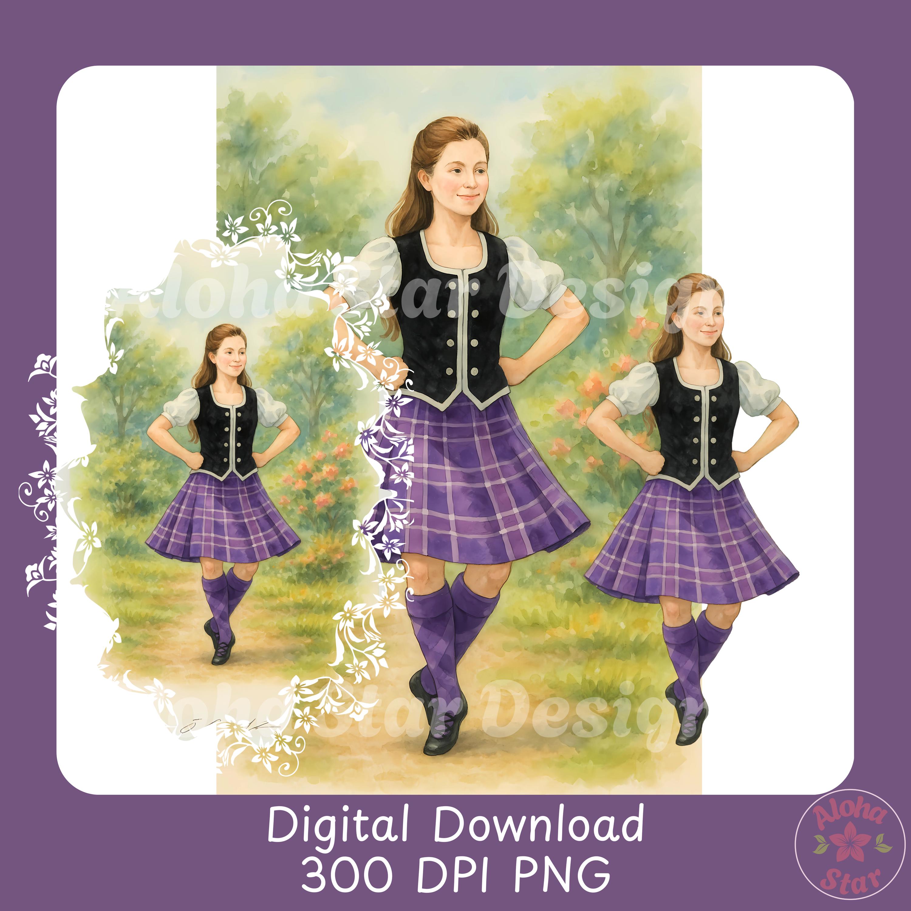 Scottish Highland Dance Watercolour Art: Pngs for Projects (digital ...