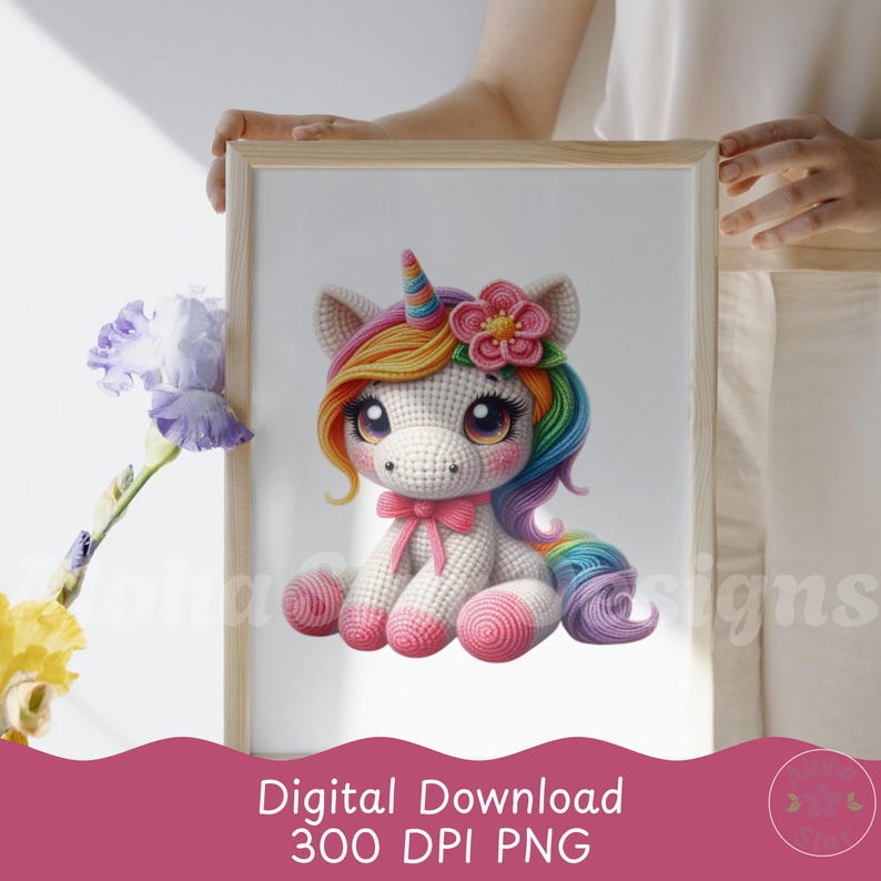 Crochet Rainbow Unicorn Clipart Set: Whimsical Pngs (digital Download ...