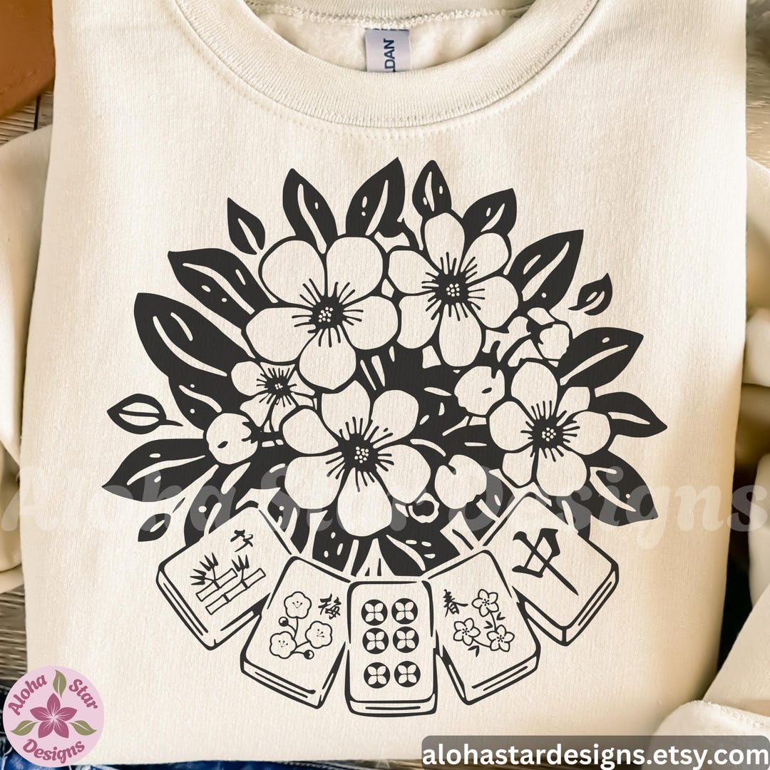 Mahjong Floral Design Set: Monochromatic Design Includes Six Colors ...