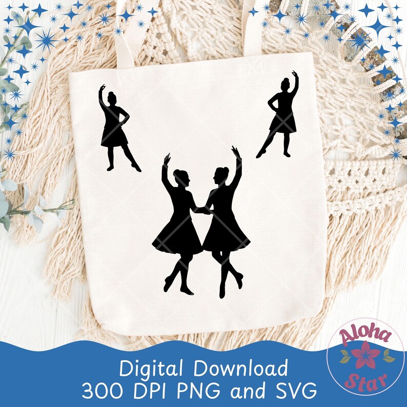 Highland Dance Silhouette Clipart, Scottish Dancers, Bagpiper (PNG SVG ...
