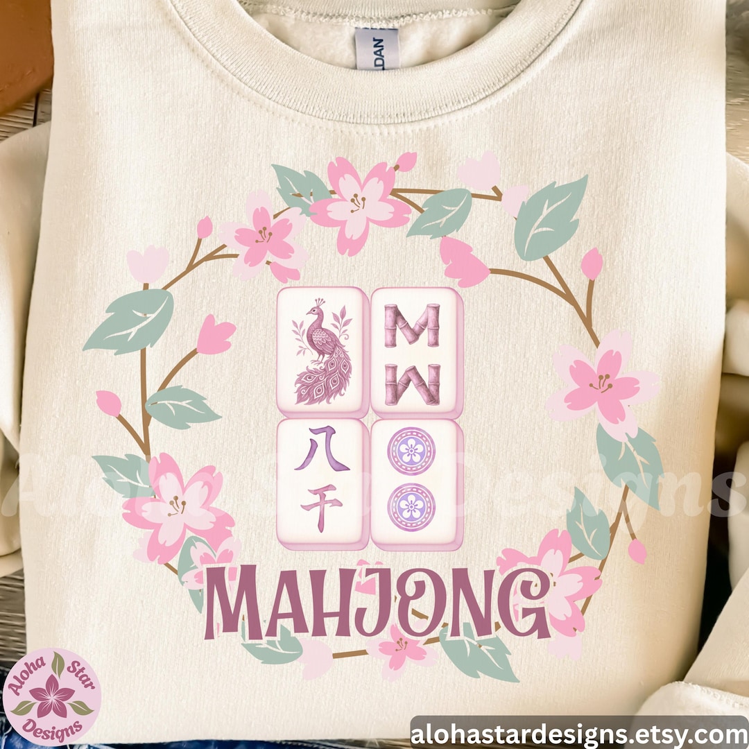 Mahjong Blossom Design: Watercolor Wreath With Mahjong Tiles (digital ...