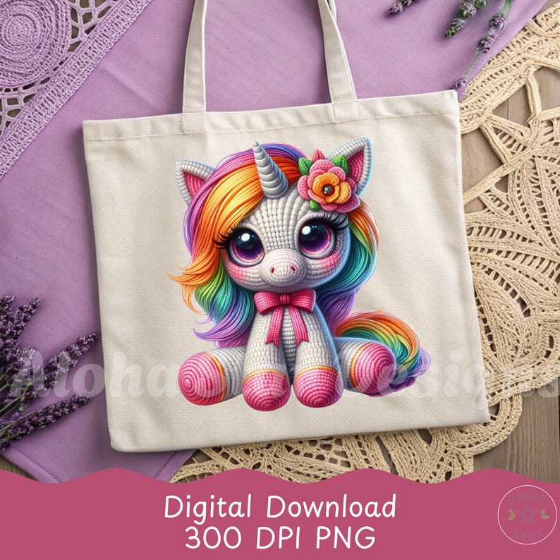 Crochet Rainbow Unicorn Clipart Set: Whimsical Pngs (digital Download ...