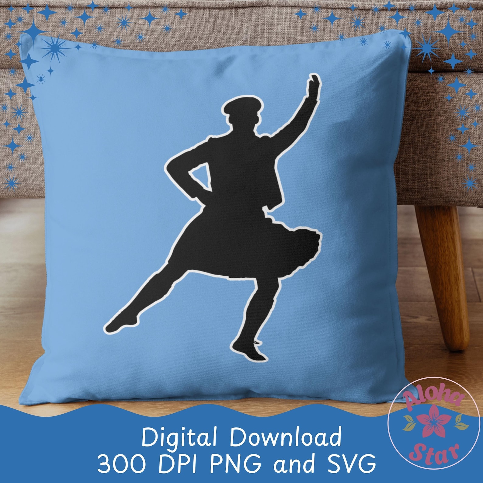 Highland Dance Silhouette Clipart, Scottish Dancers, Bagpiper (PNG SVG ...