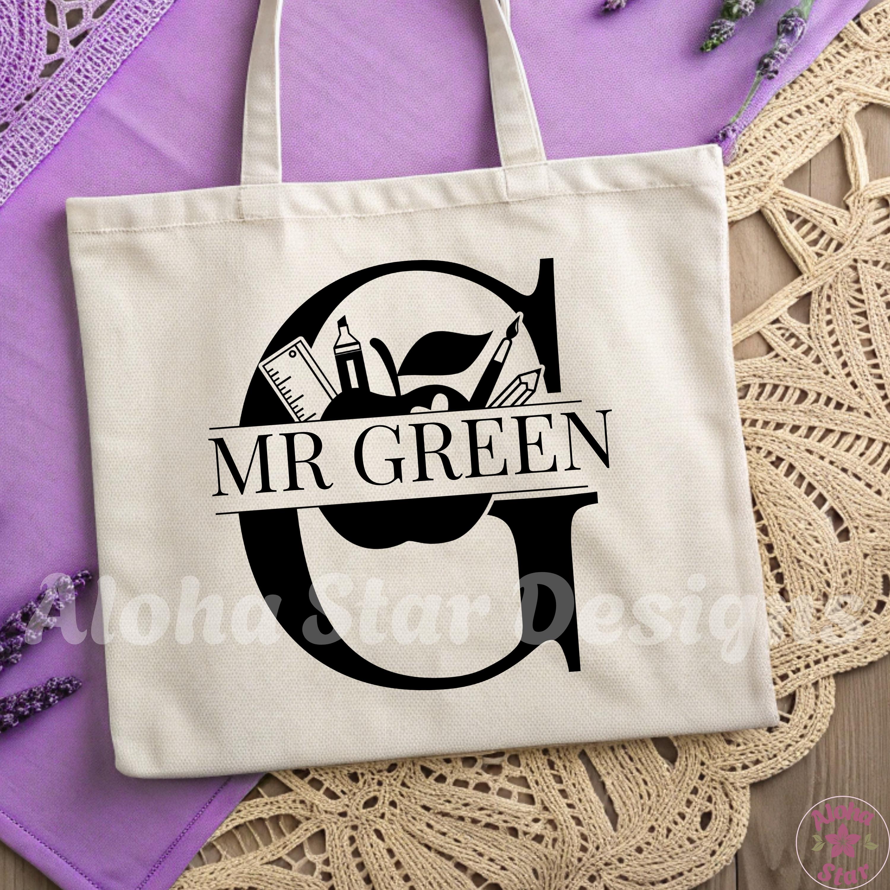 Teacher Monogram PNG: Apple & Stationery Letter Art (digital Download ...