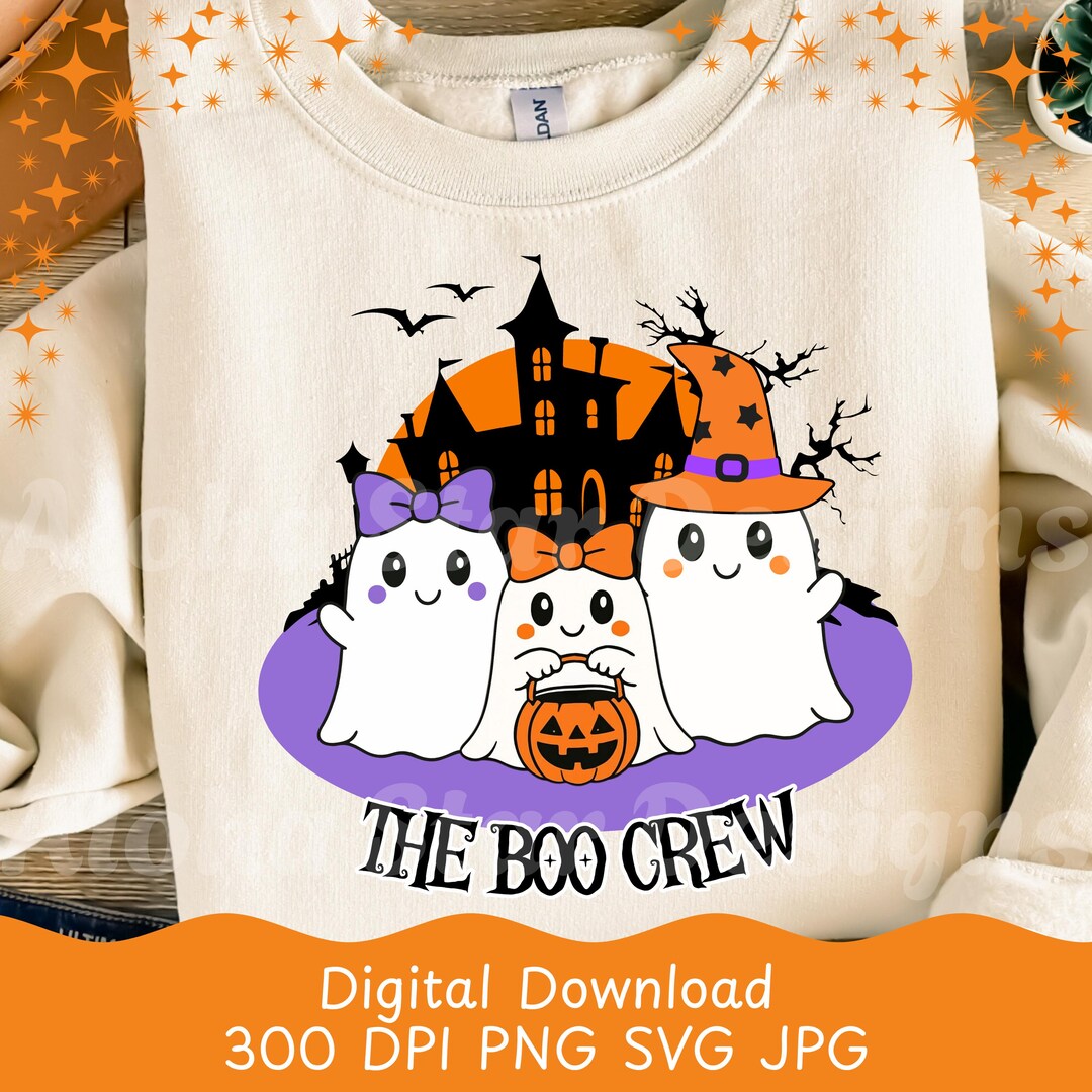 Cute Halloween Ghost Clipart, Boo Crew Ghost, Spooky Haunted House ...