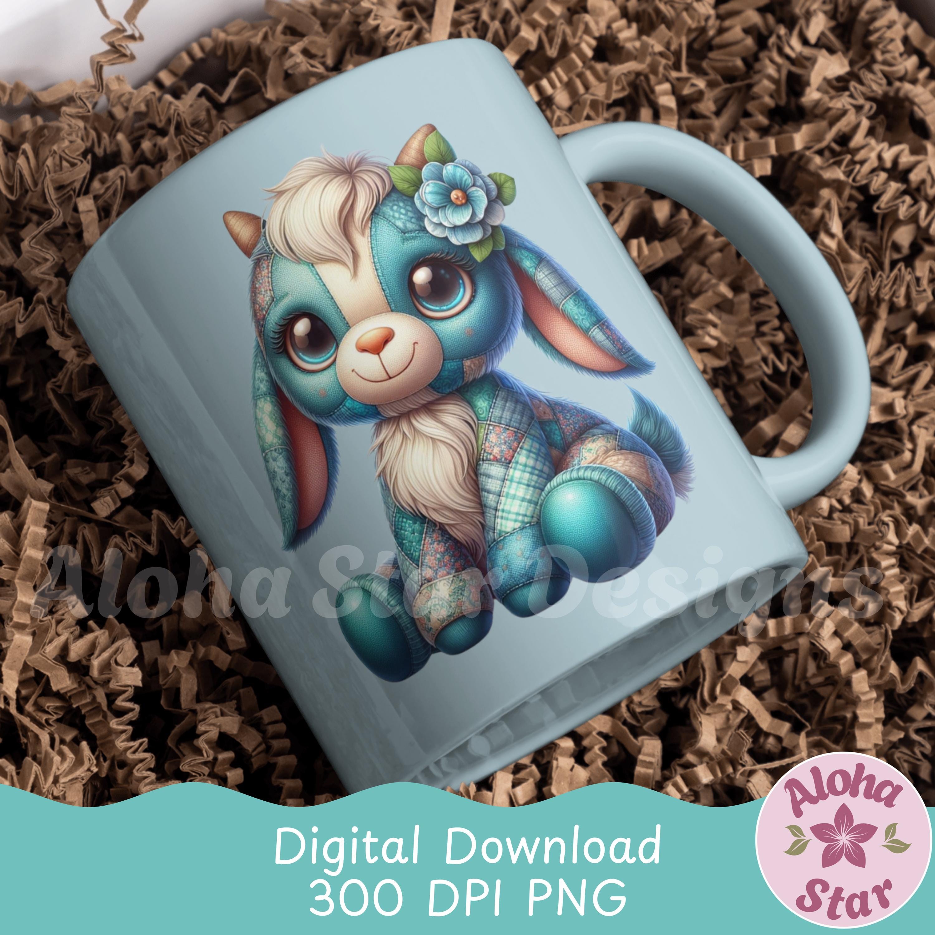 Patchwork Goat Clipart PNG Set: Whimsical Blue and Teal Nursery Wall ...