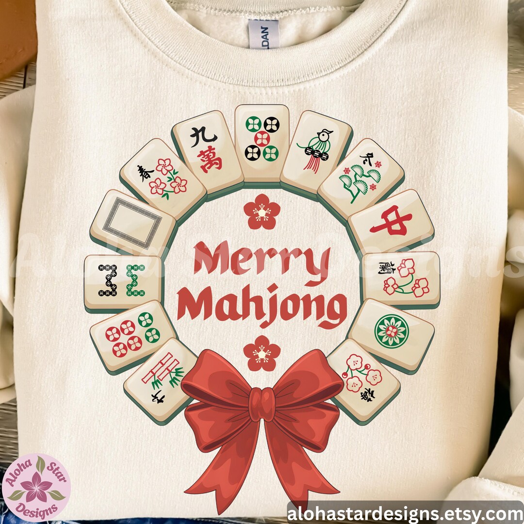 Mahjong Christmas Design Set: Wreath Made of Mahjong Tiles (digital ...