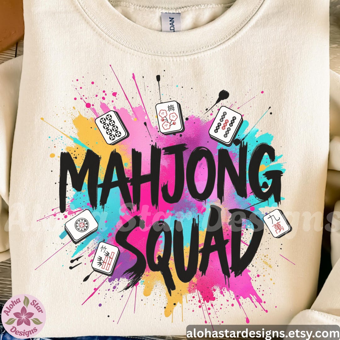Mahjong Squad Design, Paint Splatter Style With Mahjong Tiles (digital ...
