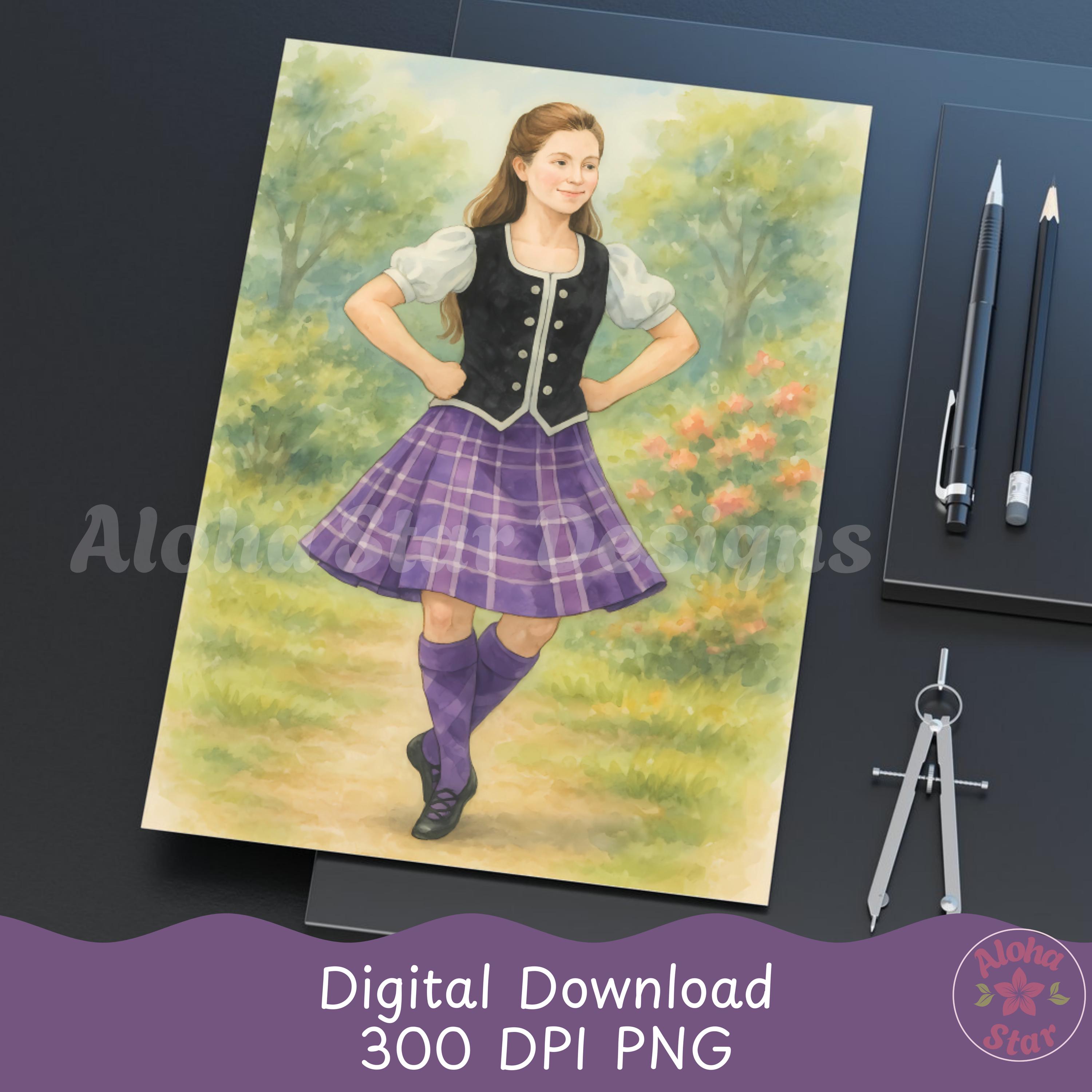 Scottish Highland Dance Watercolour Art: Pngs for Projects (digital ...