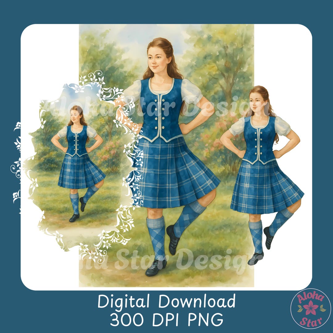 Scottish Highland Dance Watercolour Art: Pngs for Projects (digital ...