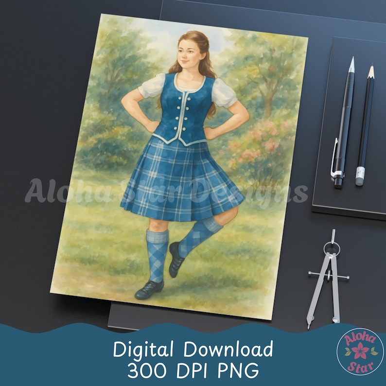 Scottish Highland Dance Watercolour Art: Pngs for Projects (digital ...