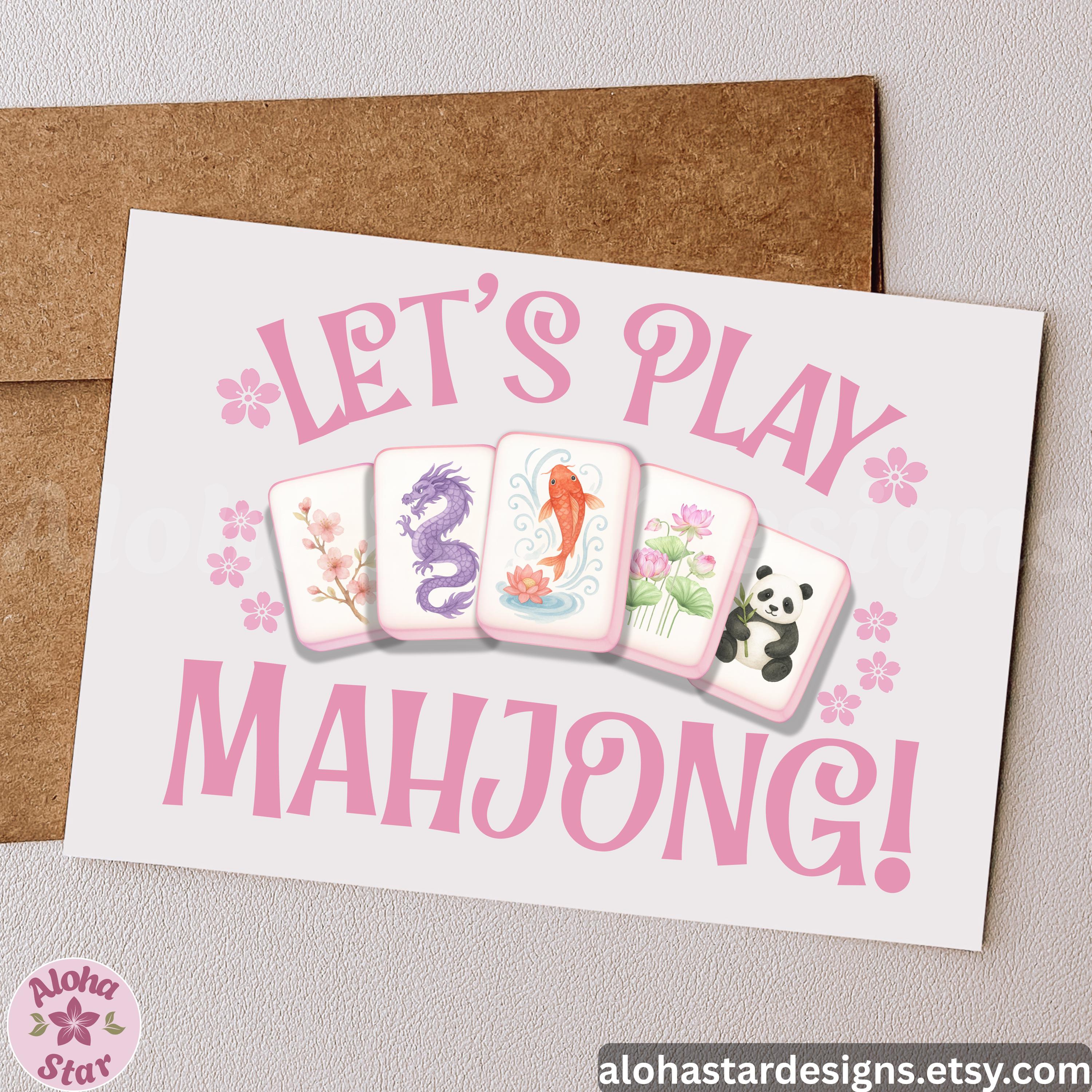 Mahjong Tiles Digital Design: Illustrated Game Night Art (digital ...
