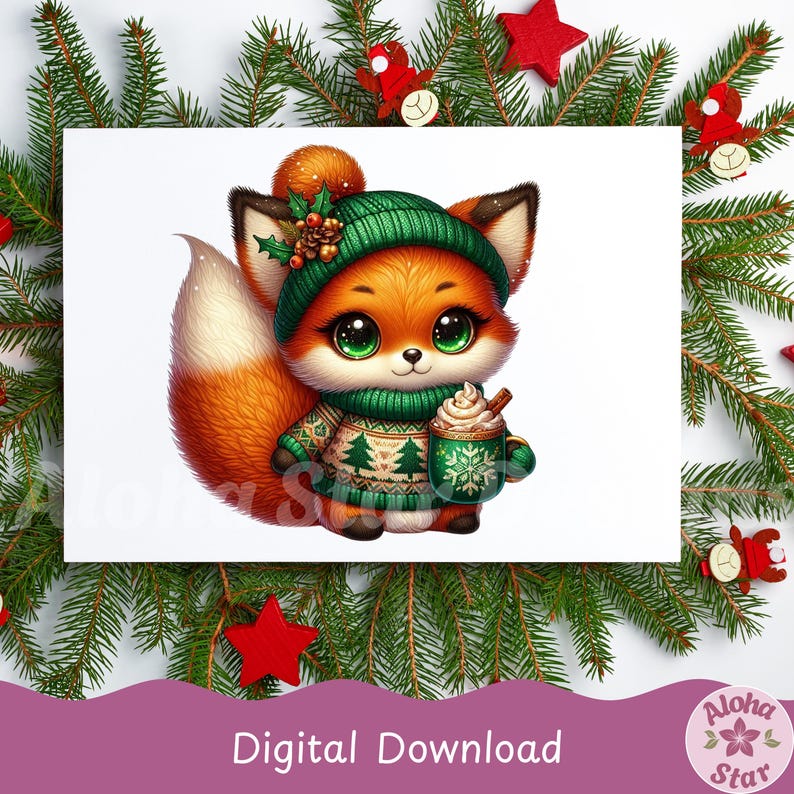 Winter Animals Christmas Clipart Set: Beanies and Scarves (digital ...