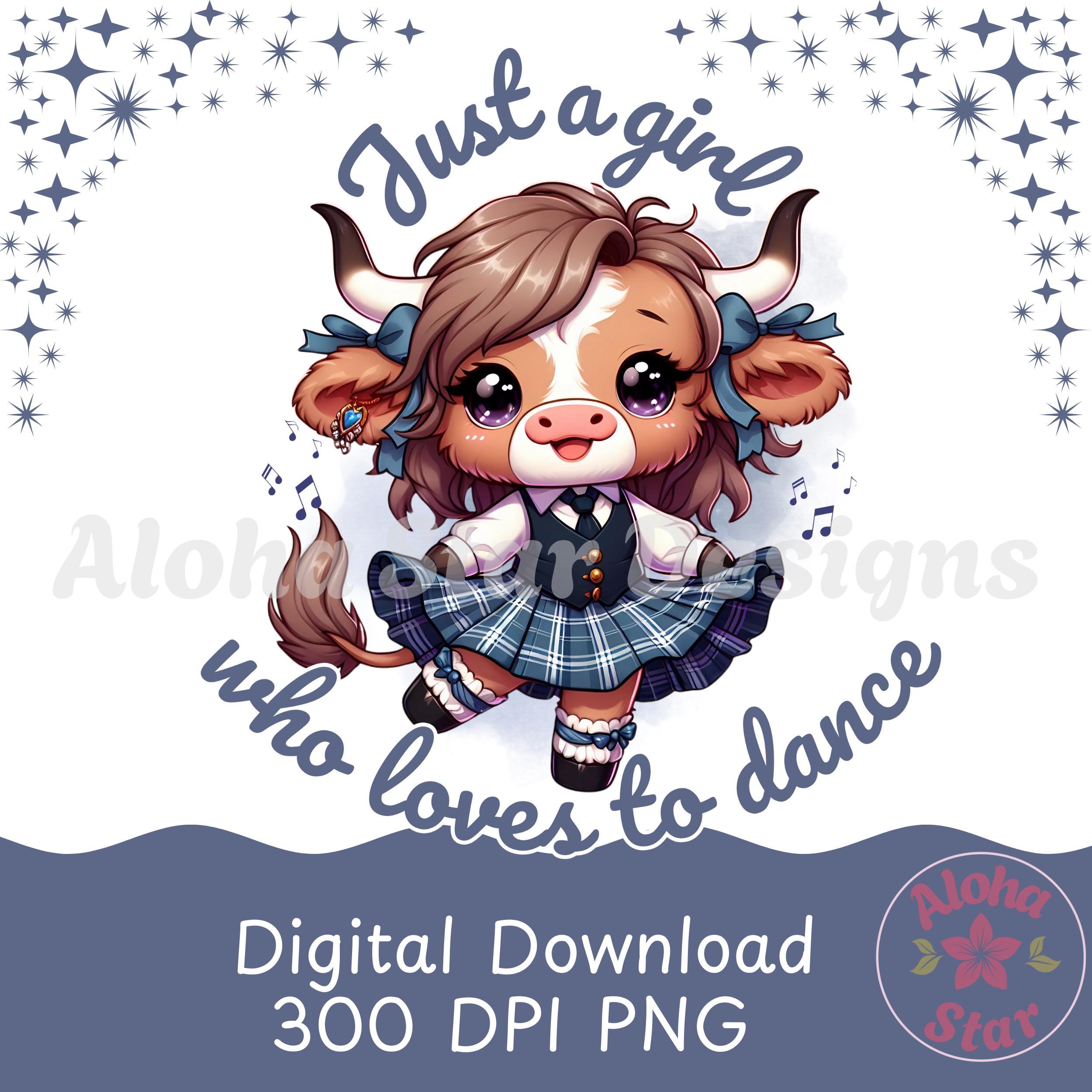 Highland Cow Dancing PNG: Scottish Kawaii Clipart (digital Download - Etsy