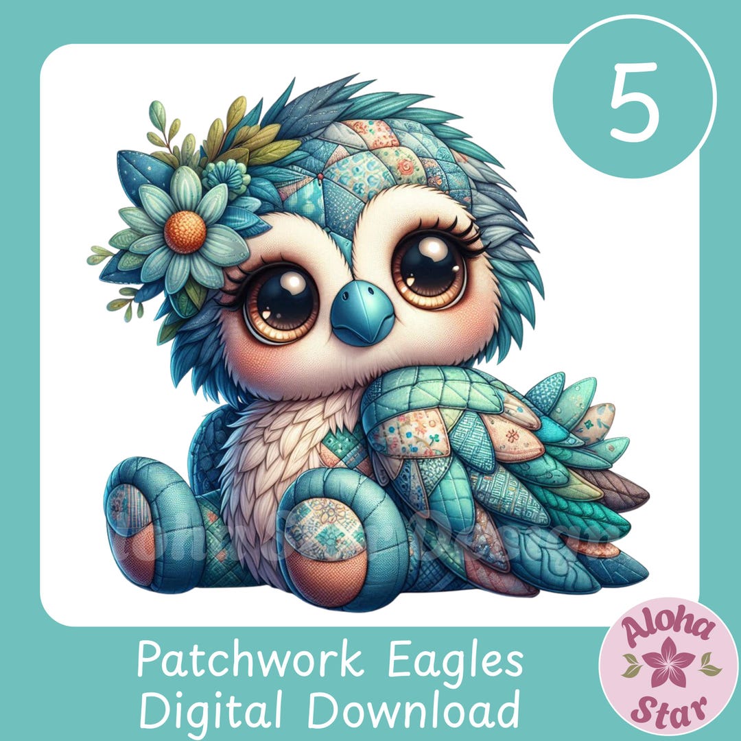 Patchwork Eagle Clipart Set: Whimsical Nursery Decor (digital Download ...