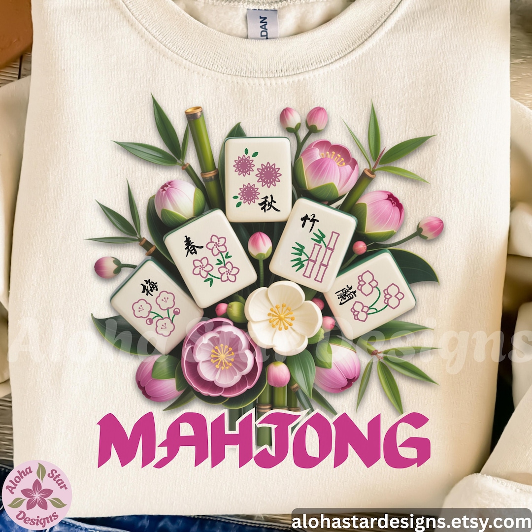 Mahjong Flower Design for Gifts and Crafts, Tiles With Bamboo, Flowers ...