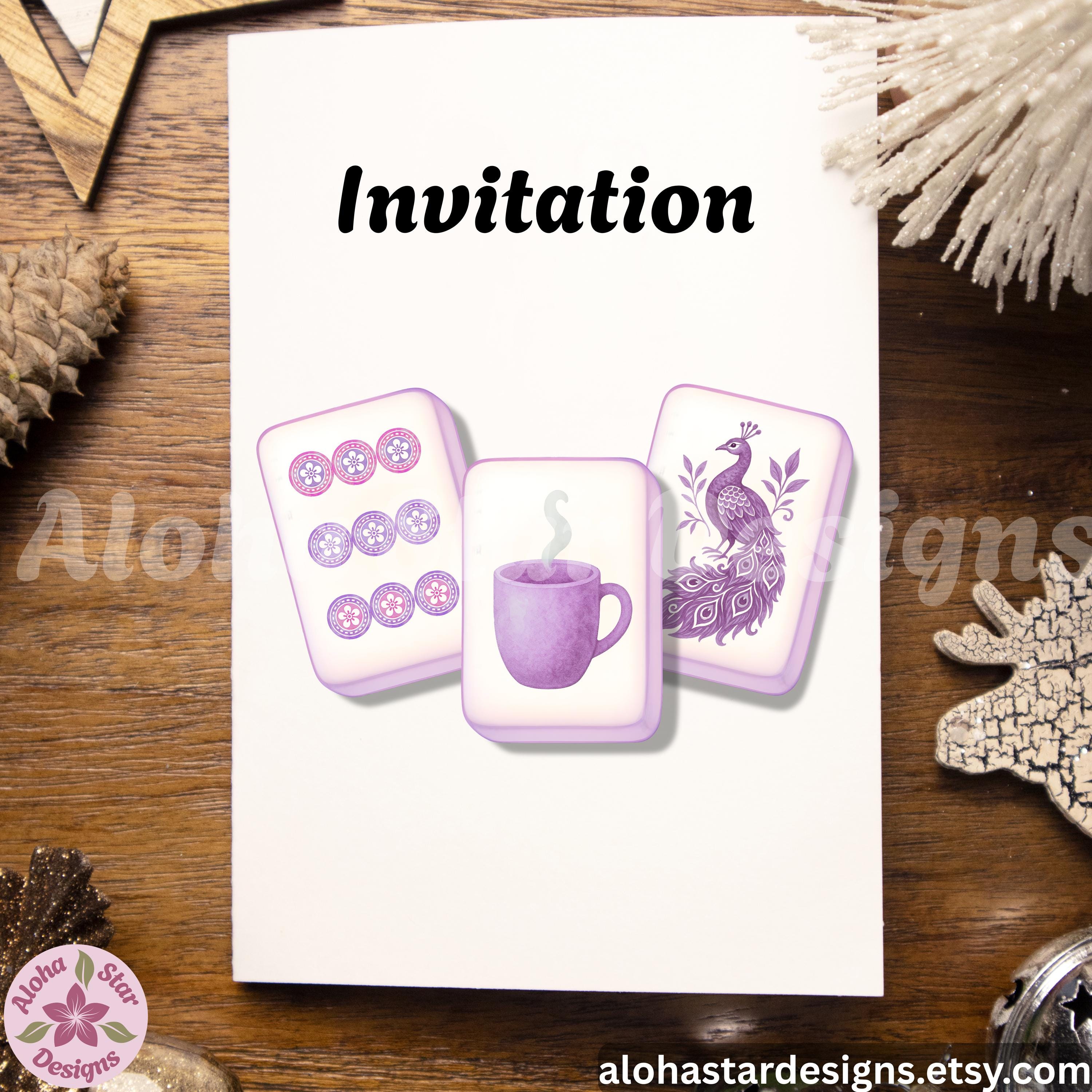 Watercolor Mahjong Tiles Clipart Canva Template – 40 Digital Tile ...