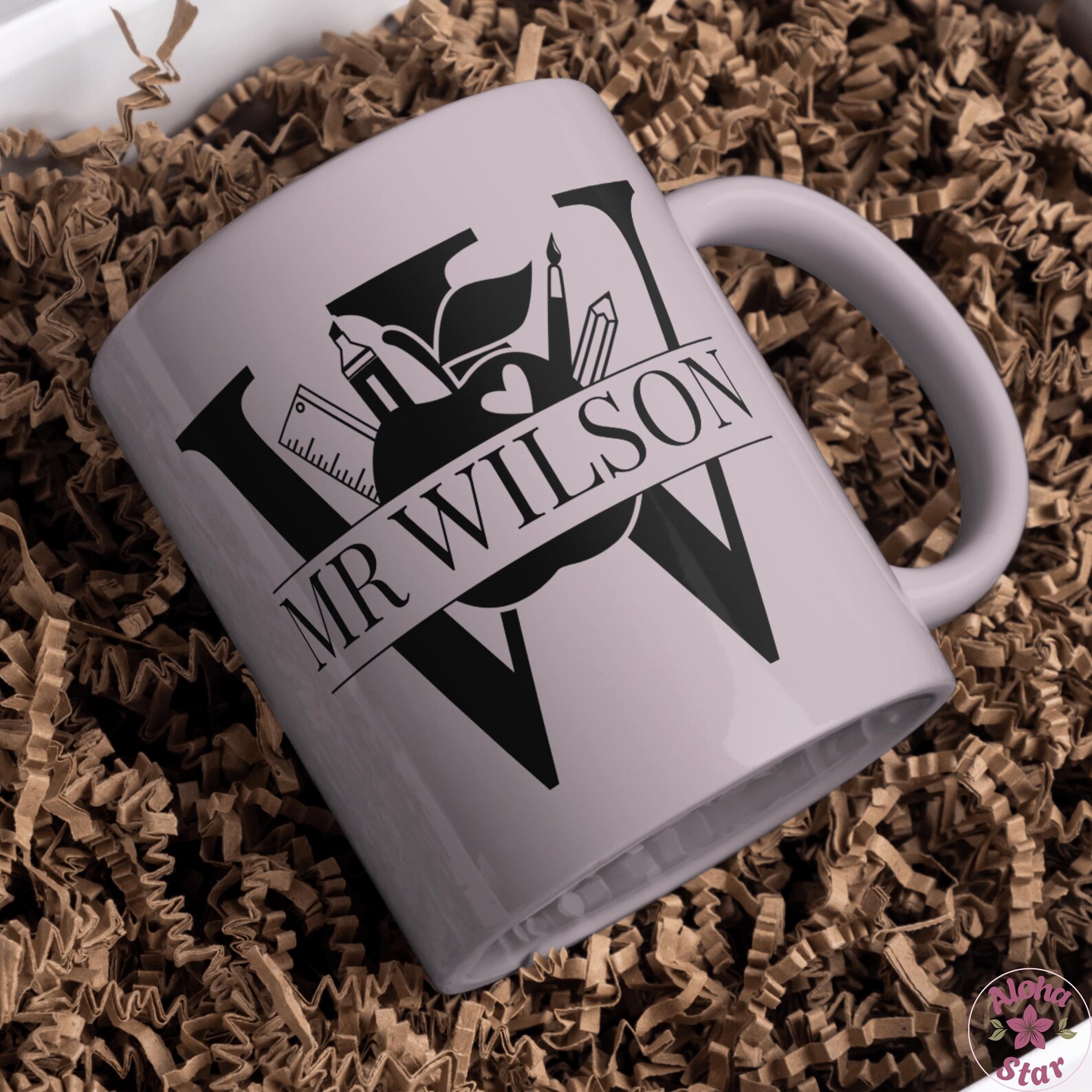 Teacher Monogram PNG: Apple & Stationery Letter Art (digital Download ...