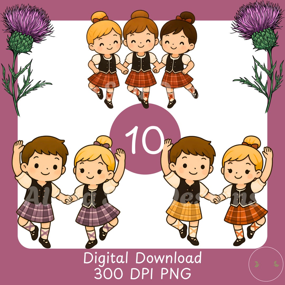 Highland Dance Clipart: 10 Scottish Dancers (PNG Digital Download) - Etsy