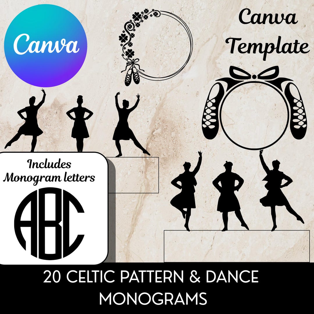 Celtic Pattern and Dance Monogram Canva Template: Irish &scottish Dance ...